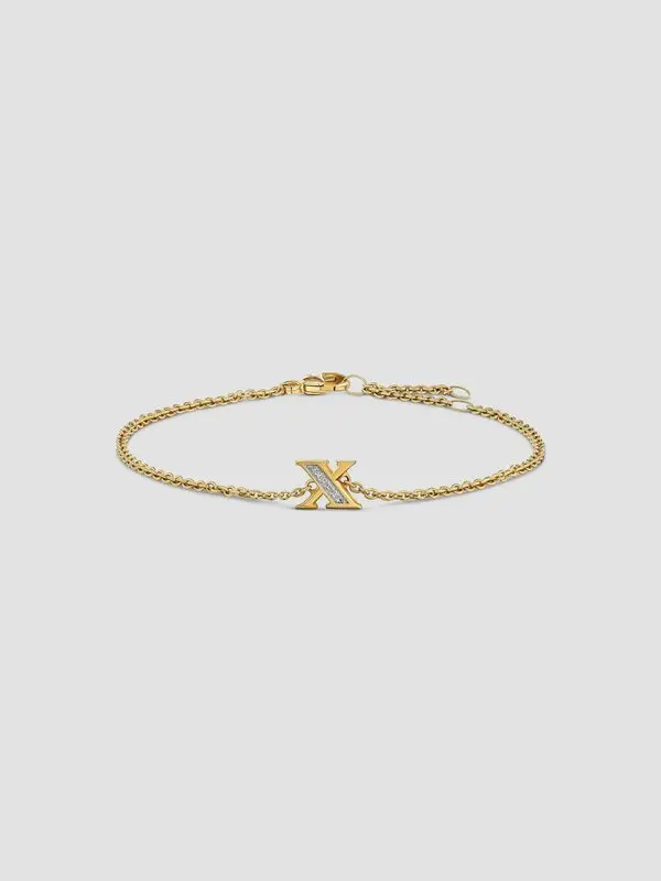David Yurman Petite Pavé Initial Chain Bracelet In 18k Yellow Gold - Initial X