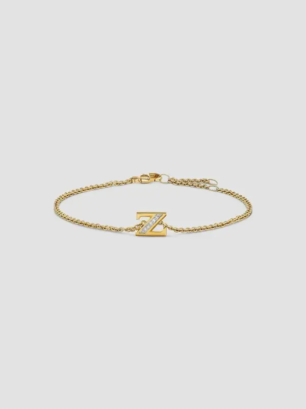David Yurman Petite Pavé Initial Chain Bracelet In 18k Yellow Gold - Initial Z