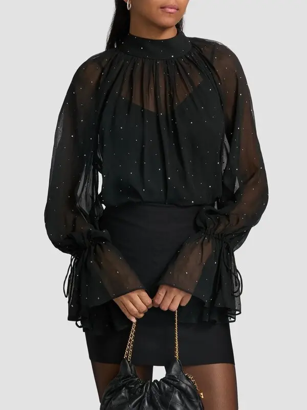Staud Roux Embellished Chiffon Top