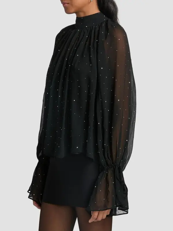 Staud Roux Embellished Chiffon Top