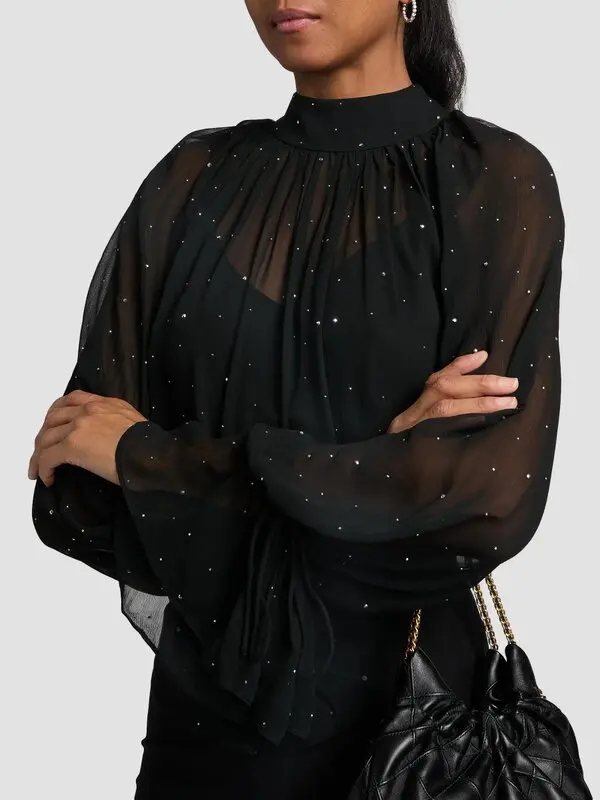 Staud Roux Embellished Chiffon Top