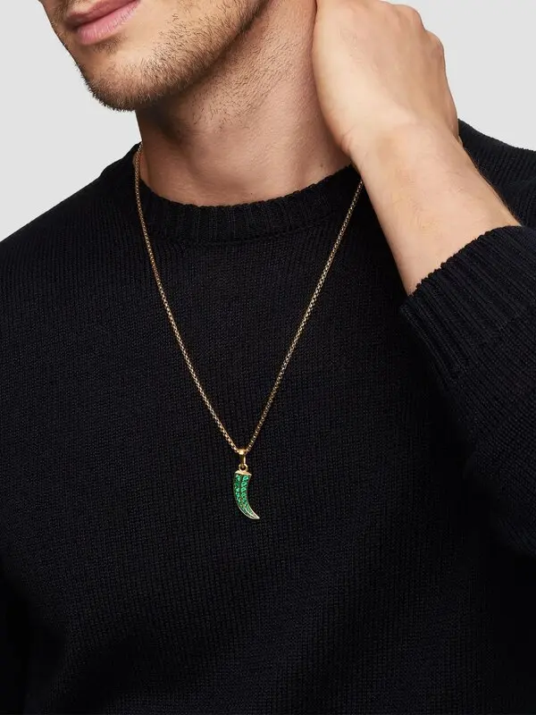 David Yurman Roman Claw Amulet In 18k Yellow Gold - Emerald