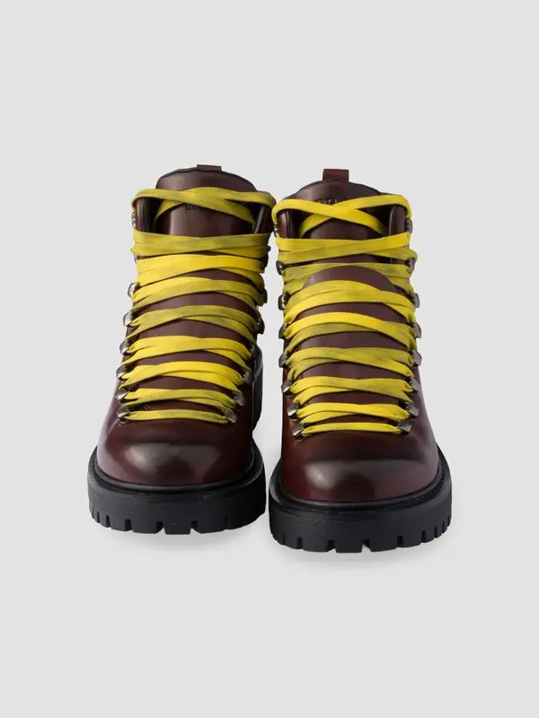 Prada Antiqued Leather Lace-up Ankle Boots