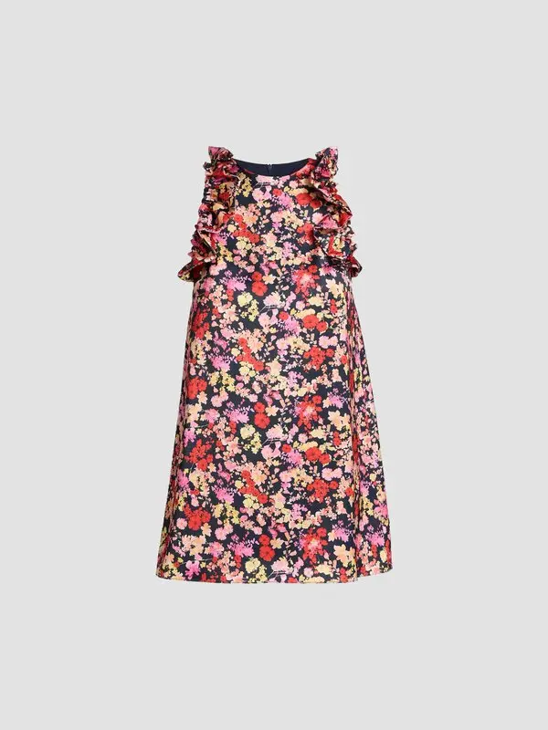 KIKA VARGAS Keira Floral Ruffle-trim Satin Minidress