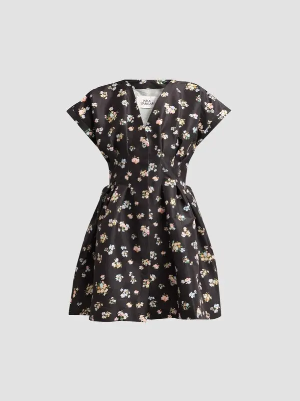 KIKA VARGAS Billie Floral Taffeta Fit & Flare Minidress
