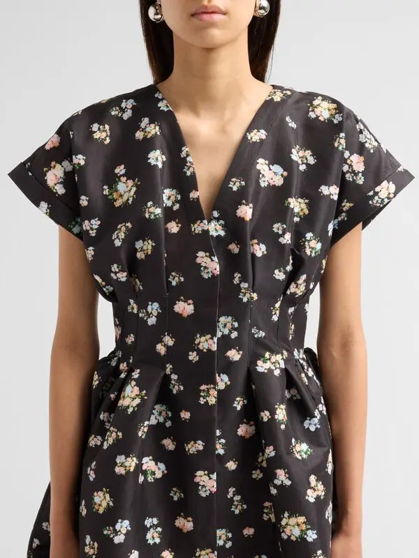 KIKA VARGAS Billie Floral Taffeta Fit & Flare Minidress