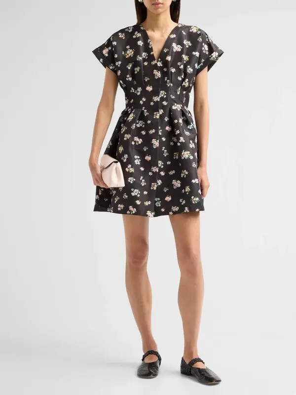 KIKA VARGAS Billie Floral Taffeta Fit & Flare Minidress