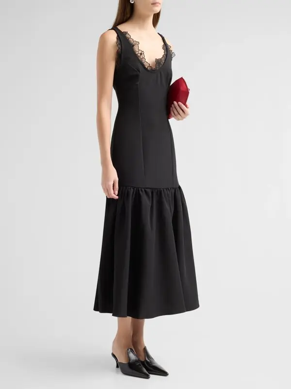 KIKA VARGAS Annalie Crêpe Lace-trimmed Midi Dress