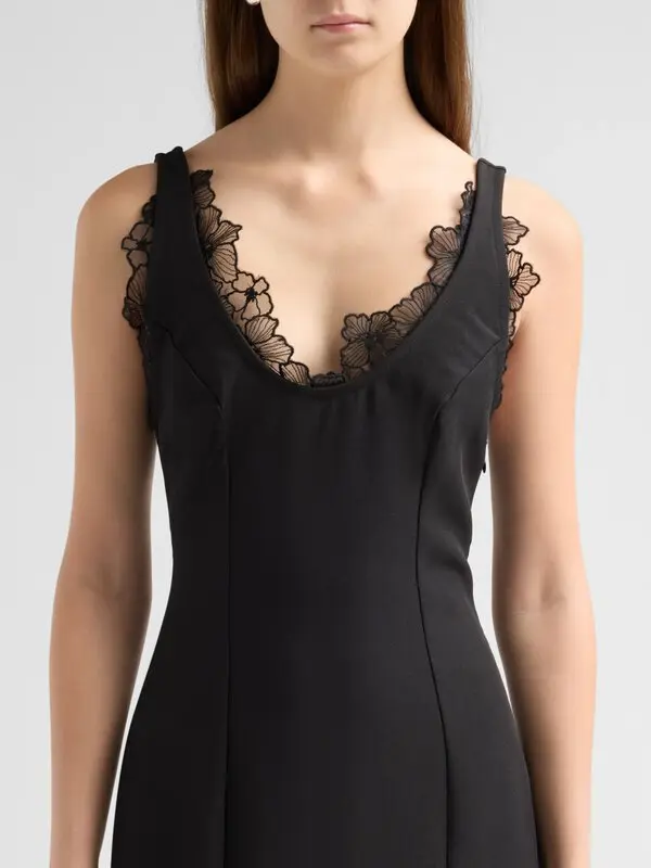 KIKA VARGAS Annalie Crêpe Lace-trimmed Midi Dress