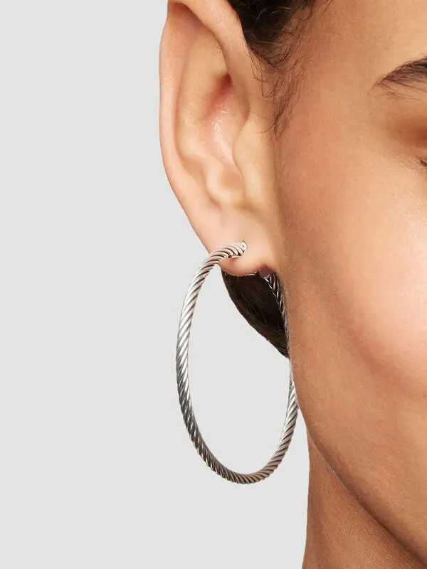 David Yurman Cable Hoop Earrings In Sterling 2in