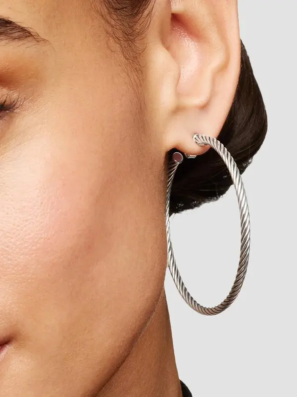 David Yurman Cable Hoop Earrings In Sterling 2in