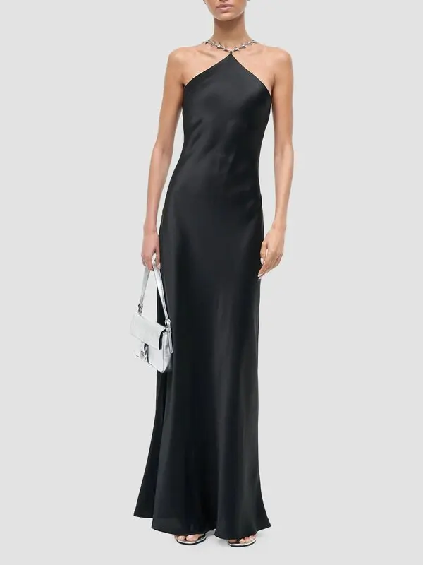 Staud Cadence Chain-strap Satin Maxi Dress