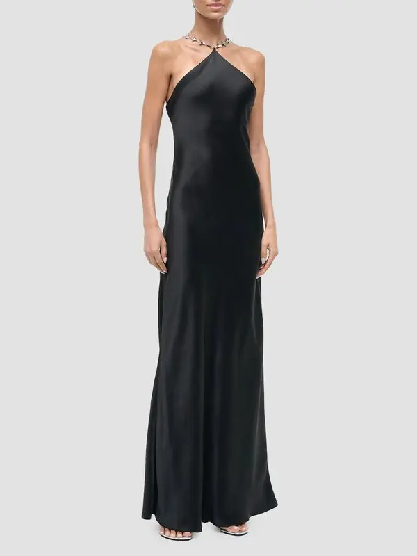 Staud Cadence Chain-strap Satin Maxi Dress