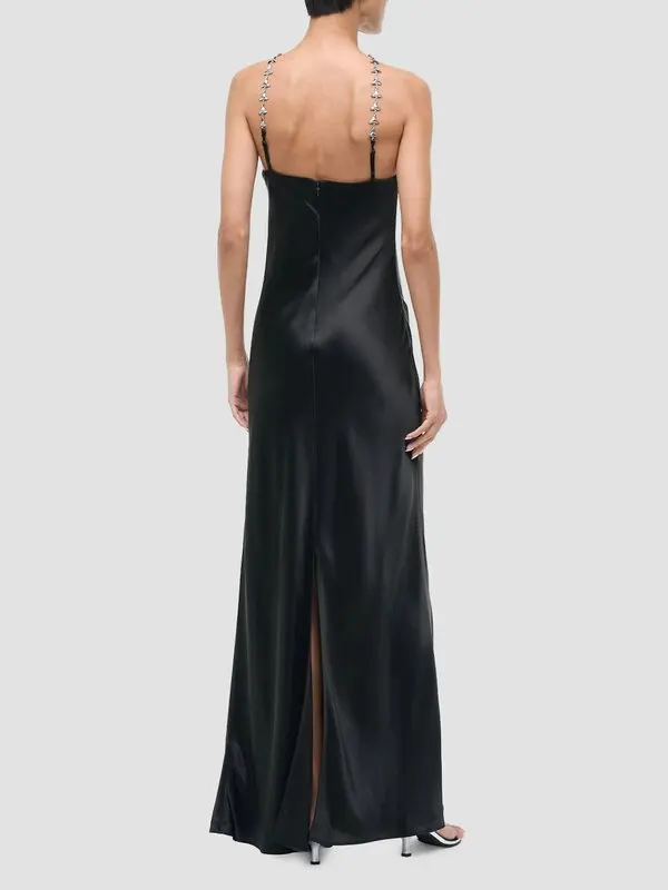Staud Cadence Chain-strap Satin Maxi Dress