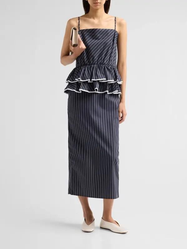 KIKA VARGAS Alanna Striped Cotton-blend Midi-dress