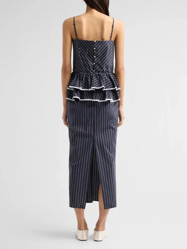 KIKA VARGAS Alanna Striped Cotton-blend Midi-dress