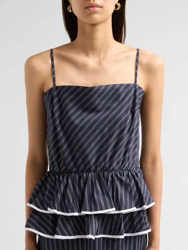 KIKA VARGAS Alanna Striped Cotton-blend Midi-dress