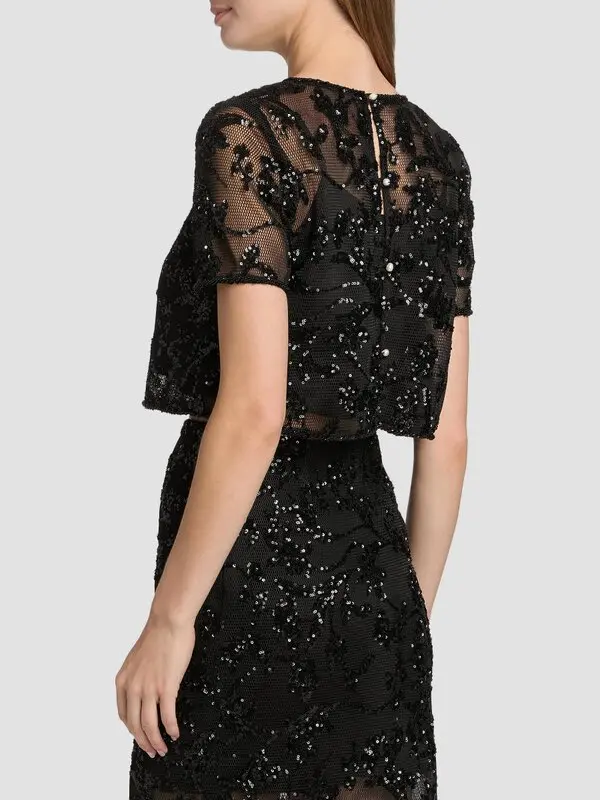 KIKA VARGAS Kana Sequined Floral Lace Top