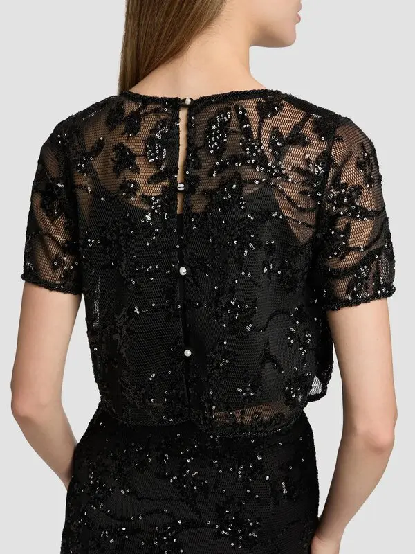 KIKA VARGAS Kana Sequined Floral Lace Top