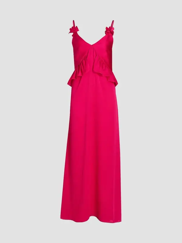 KIKA VARGAS Bel Ruffled Satin Maxi Dress