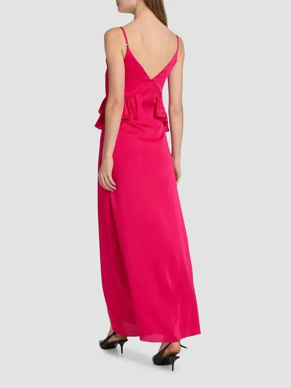 KIKA VARGAS Bel Ruffled Satin Maxi Dress