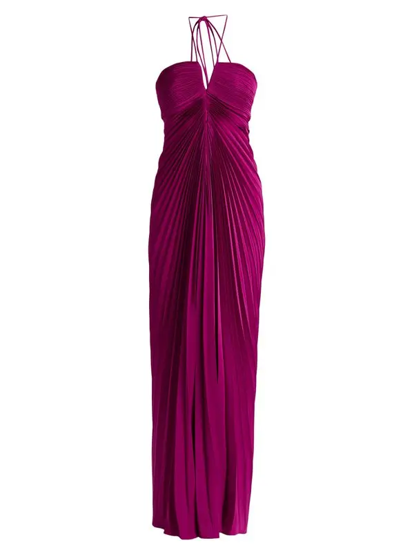 AMUR Ionea Pleated Halterneck Gown - Nectar