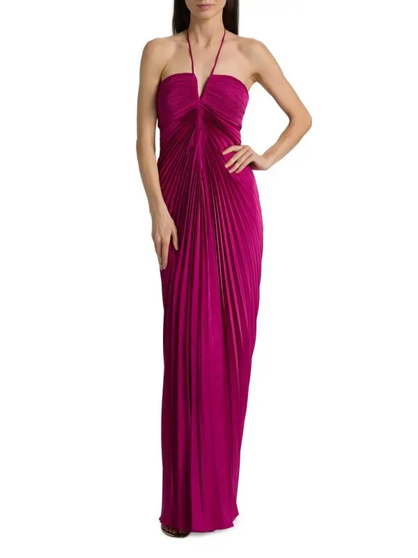 AMUR Ionea Pleated Halterneck Gown - Nectar