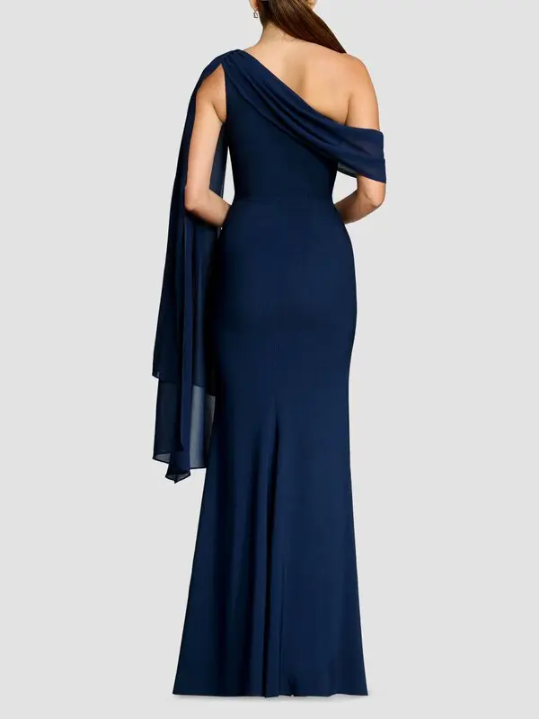 Dress The Population Sera Asymmetric Crepe Gown