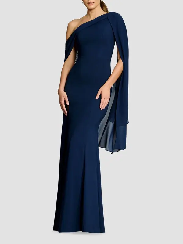 Dress The Population Sera Asymmetric Crepe Gown
