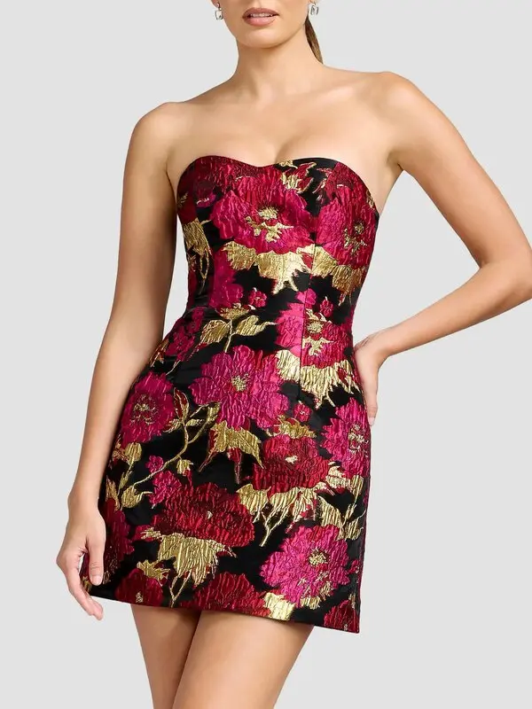 Dress The Population Juna Brocade Strapless Mini Dress