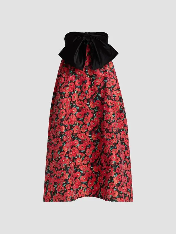 KIKA VARGAS Charlotta Poppies Bow Cocktail Dress