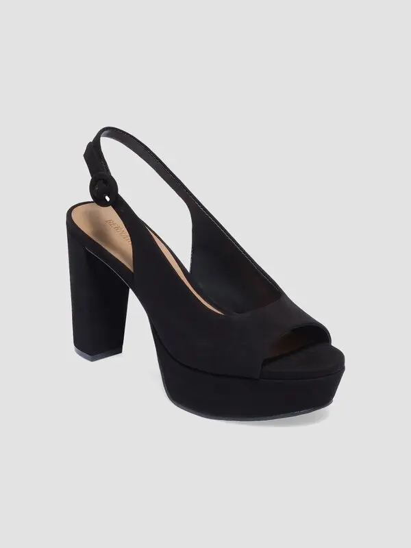 Bernardo Vega Peep Toe Platform Pumps - Black
