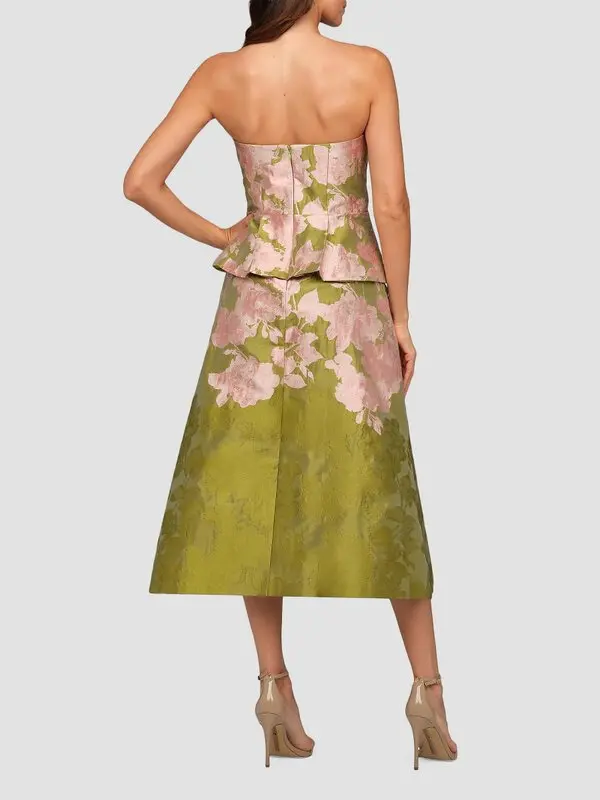 KAY UNGER Imogen Metallic Jacquard Tea-length Cocktail Dress