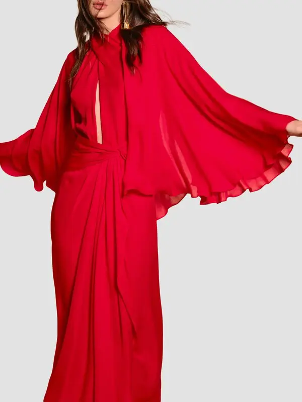 Johanna Ortiz Micaela Cape Town Silk Capelet Maxi Dress