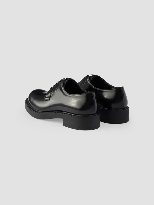 Prada Chocolate Brushed Leather Derby Shoes