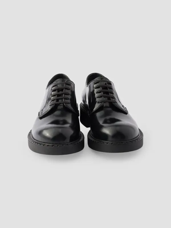 Prada Chocolate Brushed Leather Derby Shoes