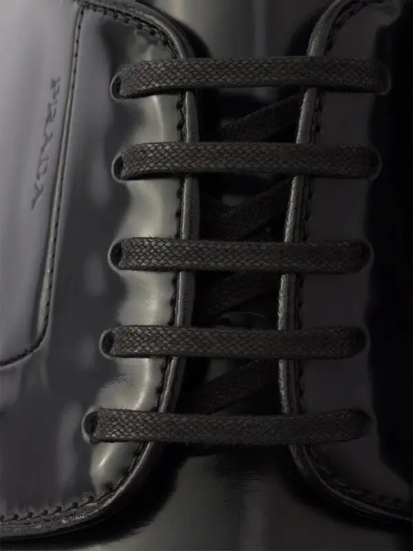 Prada Chocolate Brushed Leather Derby Shoes