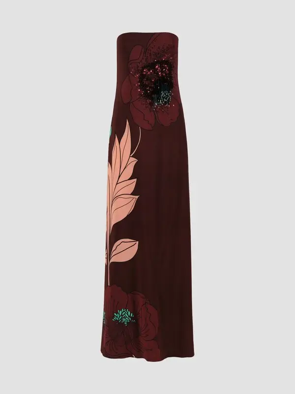 Johanna Ortiz Petals Sequined Silk Maxi Dress - Wine