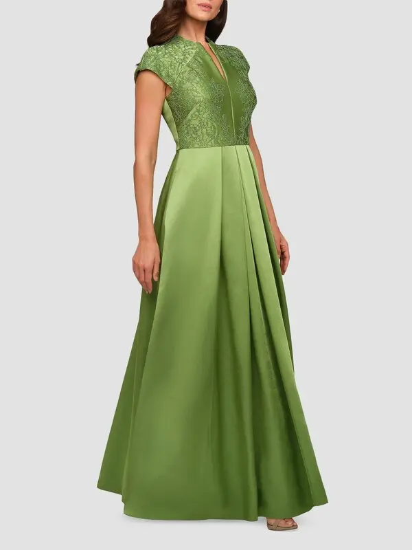 KAY UNGER Wrenley Beaded Satin Gown