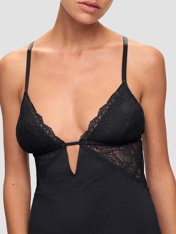 Eberjey Satin & Lace Cut-out Back Chemise