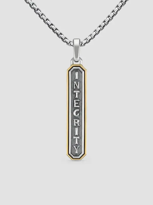 David Yurman Integrity Amulet In Sterling With 14k Yellow Gold, 43mm - Silver