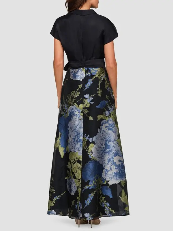 KAY UNGER Samira Metallic Floral Gown