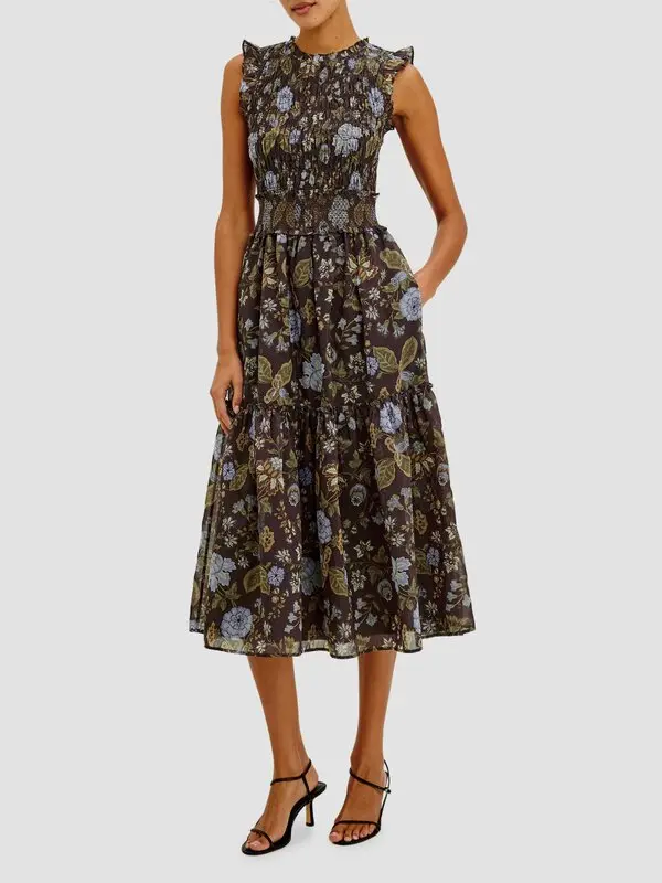 Rails Vivier Floral Smocked Midi Dress