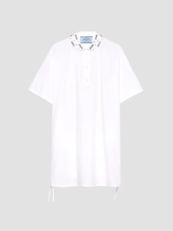 Prada Embroidered Poplin Mini-dress - White