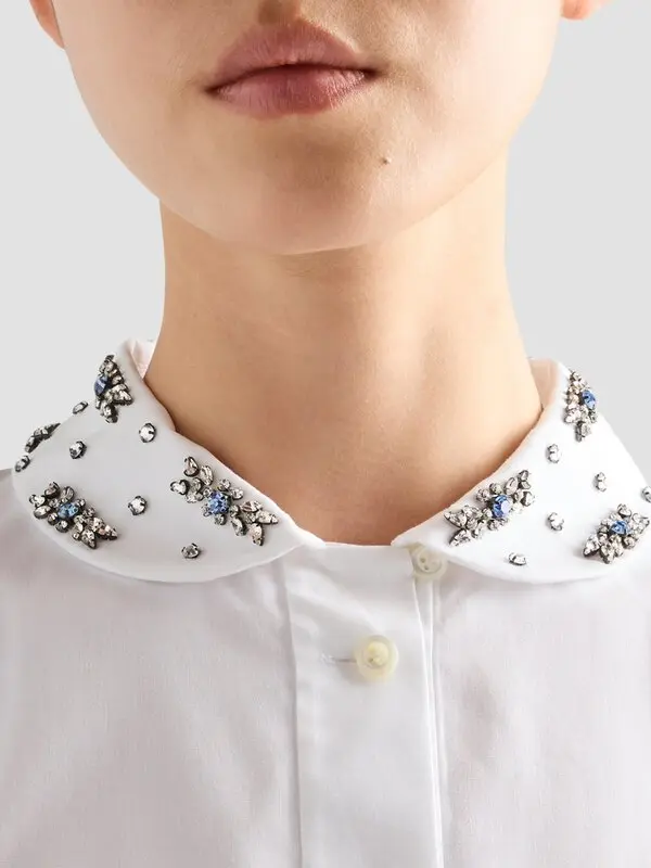 Prada Embroidered Poplin Mini-dress - White