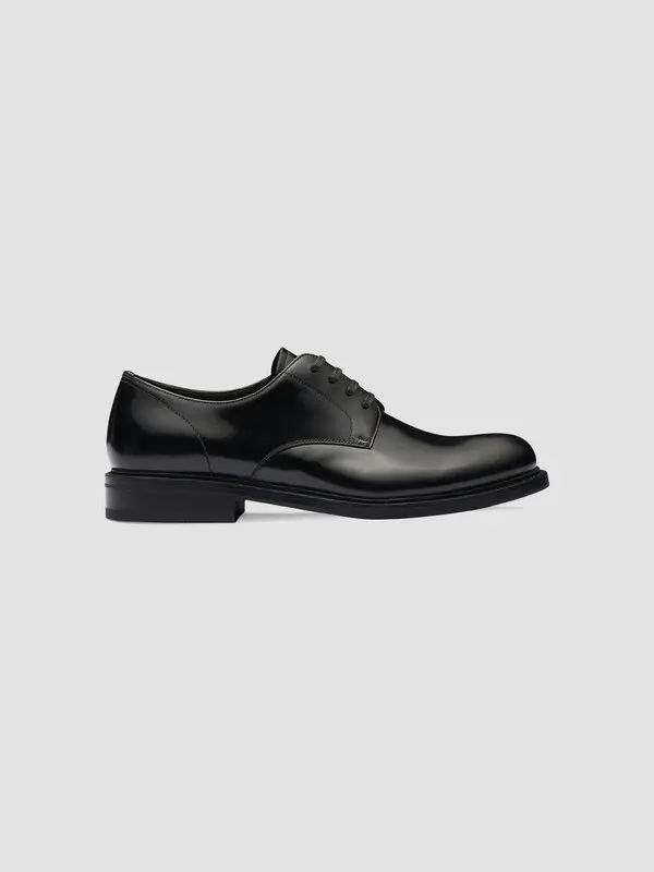 Prada Brushed Leather Lace-up Shoes - Black