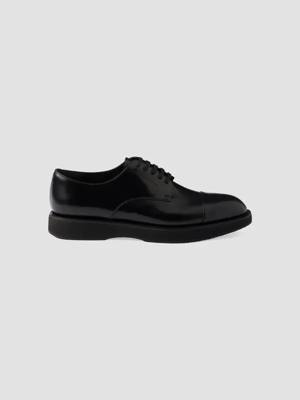 Prada Brushed Leather Lace-up Shoes - Black