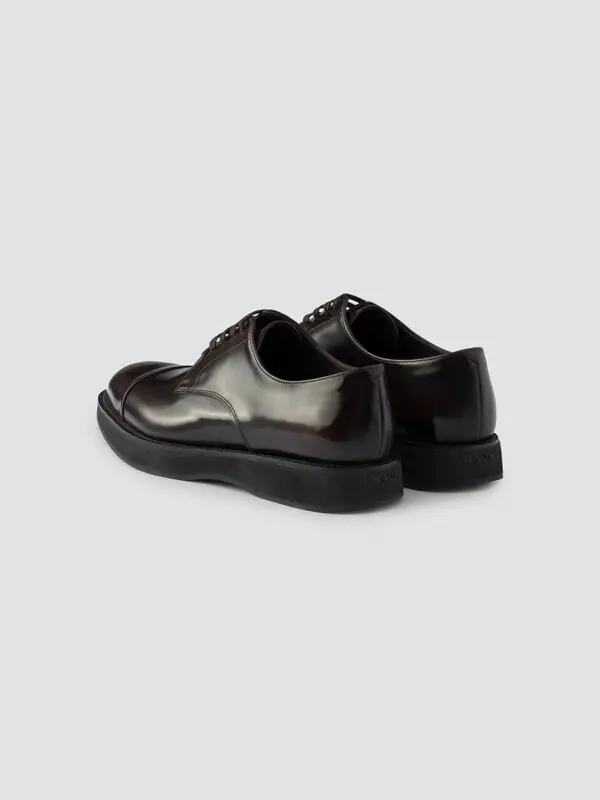 Prada Brushed Leather Lace-up Shoes - Brown