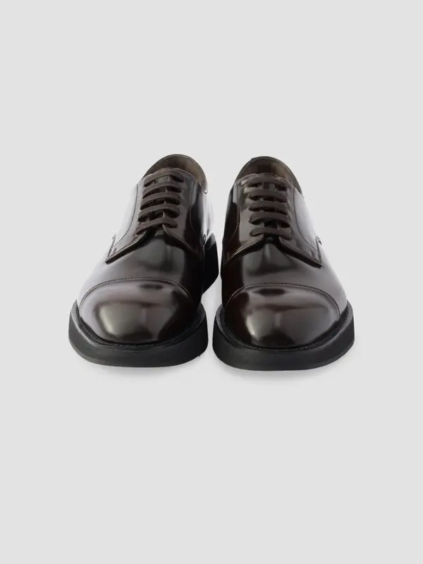 Prada Brushed Leather Lace-up Shoes - Brown