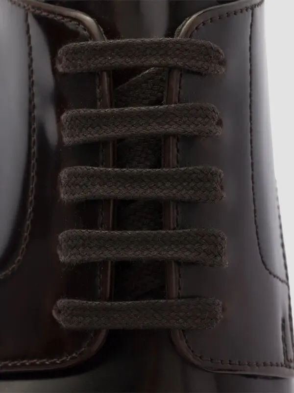 Prada Brushed Leather Lace-up Shoes - Brown